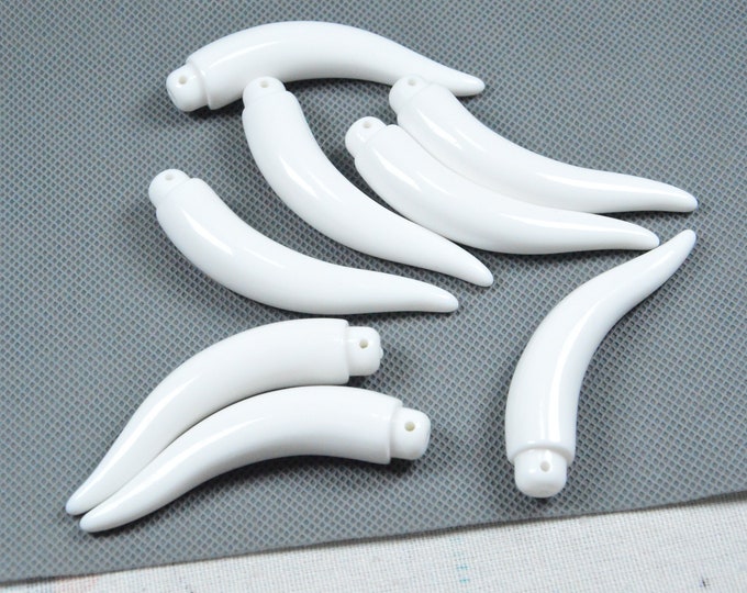 20pcs Large White Plastic Animal Teeth, Sharp Wolf Teeth, Plastic Horn ...