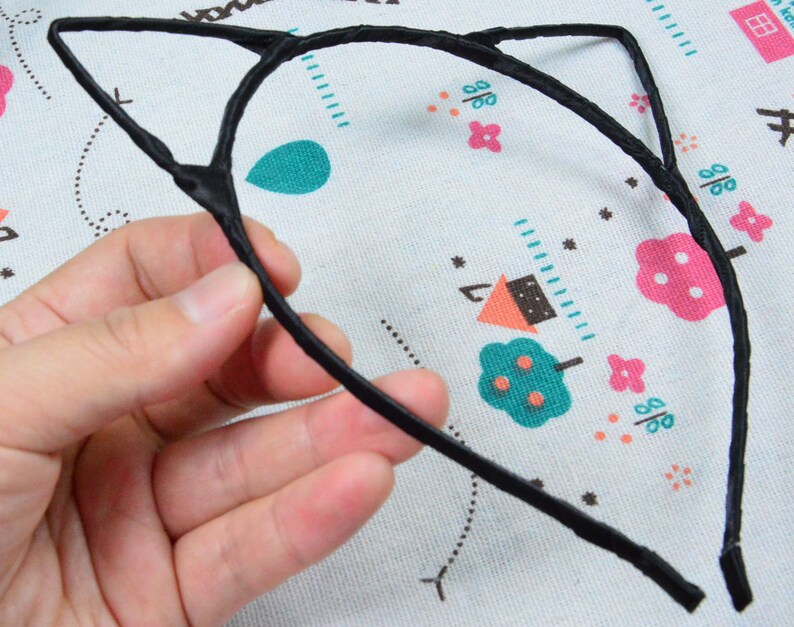 10 Pcs Cat Ears Headbands, Black Satin Wrapped Metal Cat Ears Headband ...