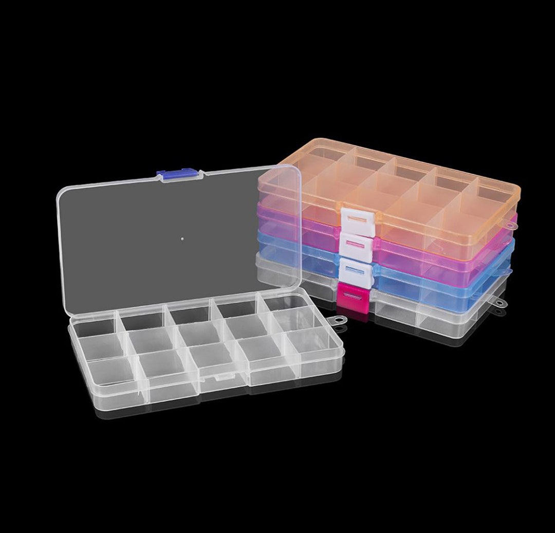 Assorted Color Rectangular Plastic Box With Removable 15 Grids or ...