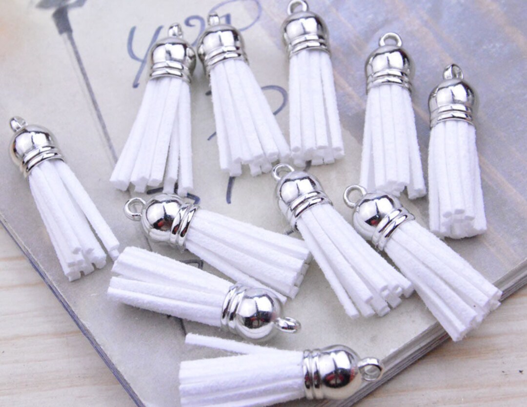 50pcs Mini Tassels, 1.5'' White Tassel Charms for DIY Decoration, Faux ...
