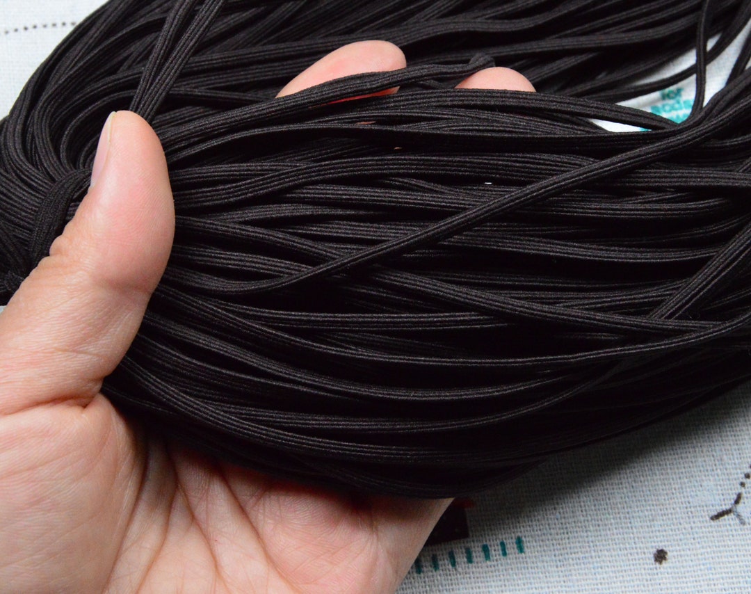 100 Yds Brown Flat Elastic Cord for Face Masks 3x2mm Stretch Drawstring ...
