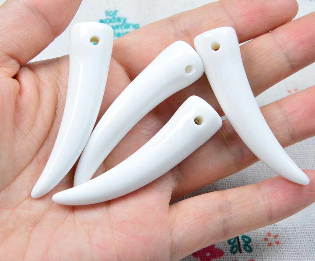 20 Pcs Ivory/white Sharp Plastic Animal Teeth Wolf Teeth Fangs 14x57mm ...