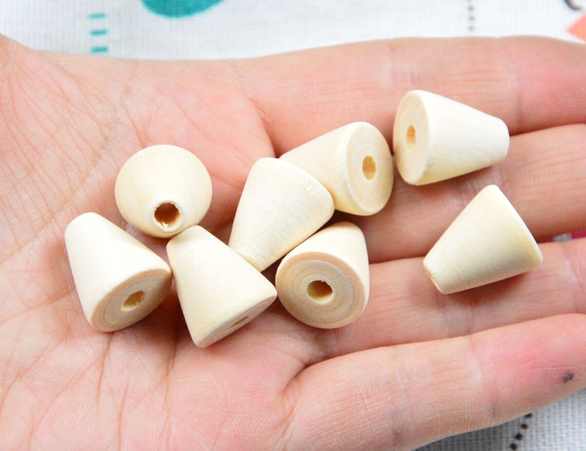 20 Wooden Beads Unfinished Wood Cone Beads 15x17mm | Etsy