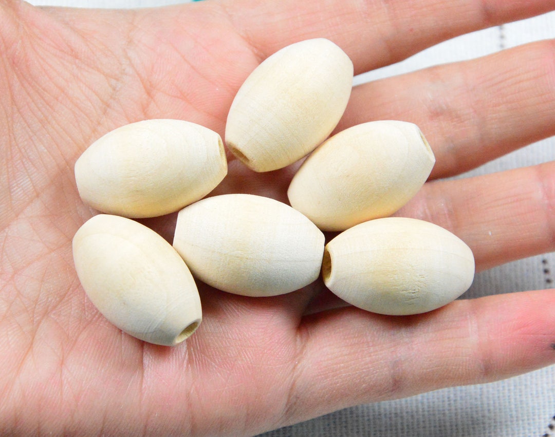 20 Pcs Wooden Beads, Unfinished Oval Wood Beads, Wood Ellipse 15x25mm ...