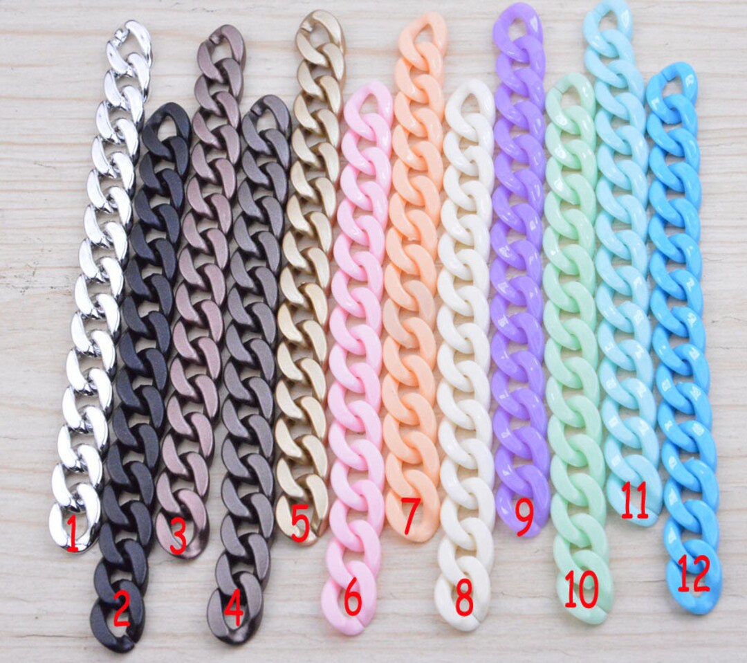 50pcs Plastic Chain Links, Assorted Color Small Plastic Links, Jewelry ...