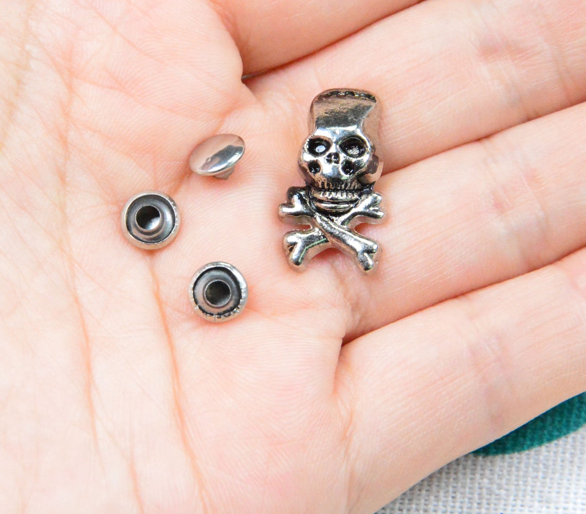 20 Pcs Silver Metal Skull Skeleton Spikes Steampunk Studs and | Etsy