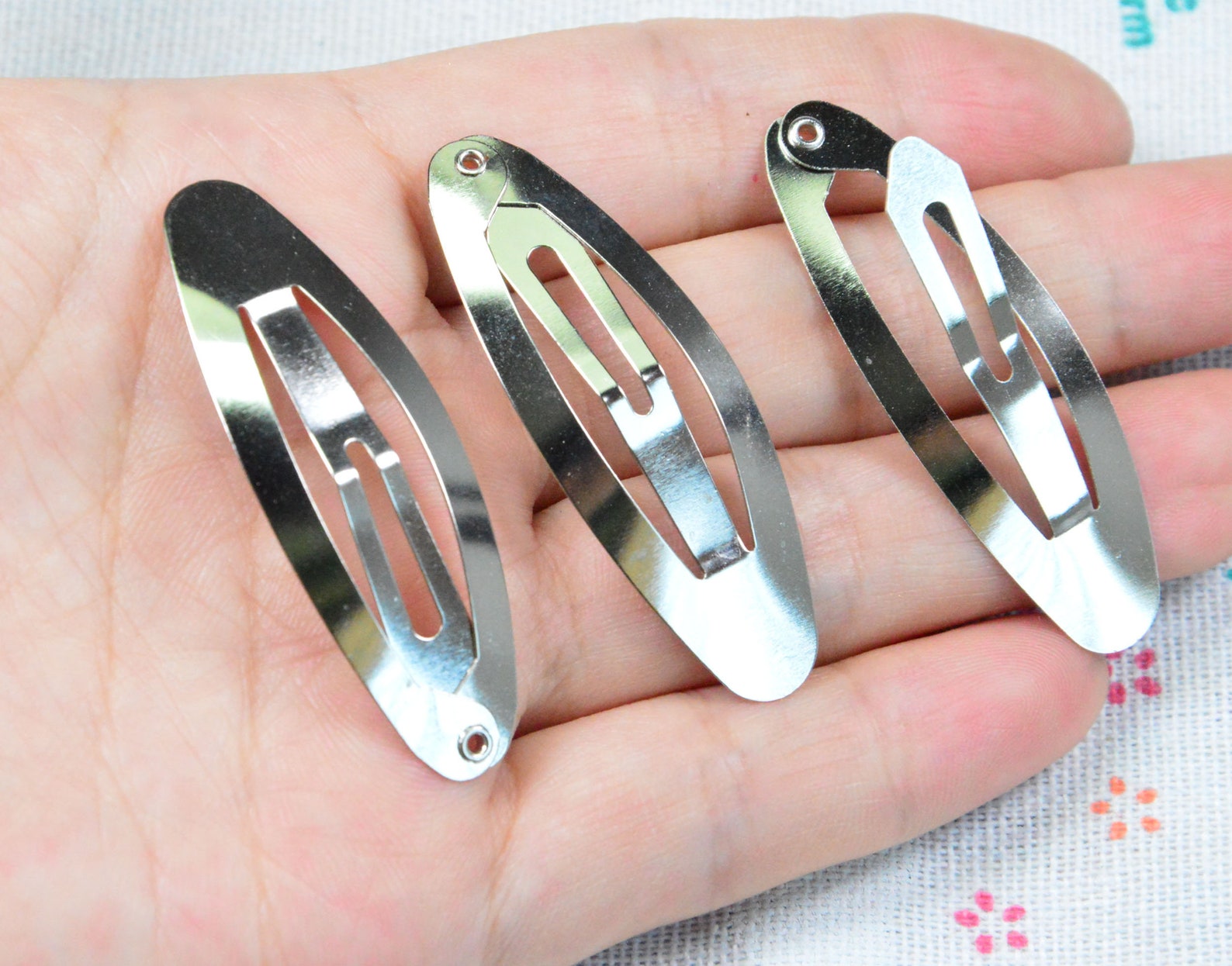 50pcs silver metal hair clips oval snap clips jewelry clips | Etsy