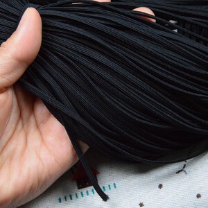 100 Yds Black Flat Elastic Cord 3x2mm - Etsy
