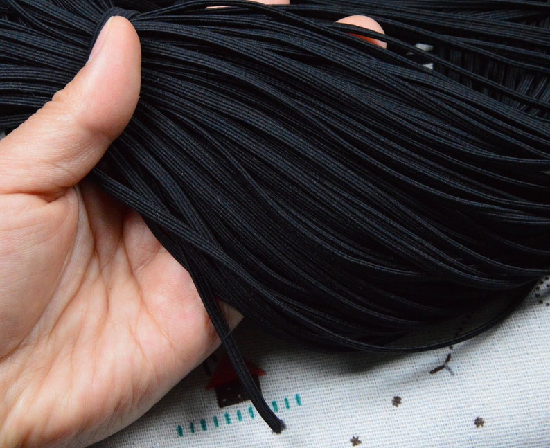 100 Yds Black Flat Elastic Cord 3x2mm - Etsy