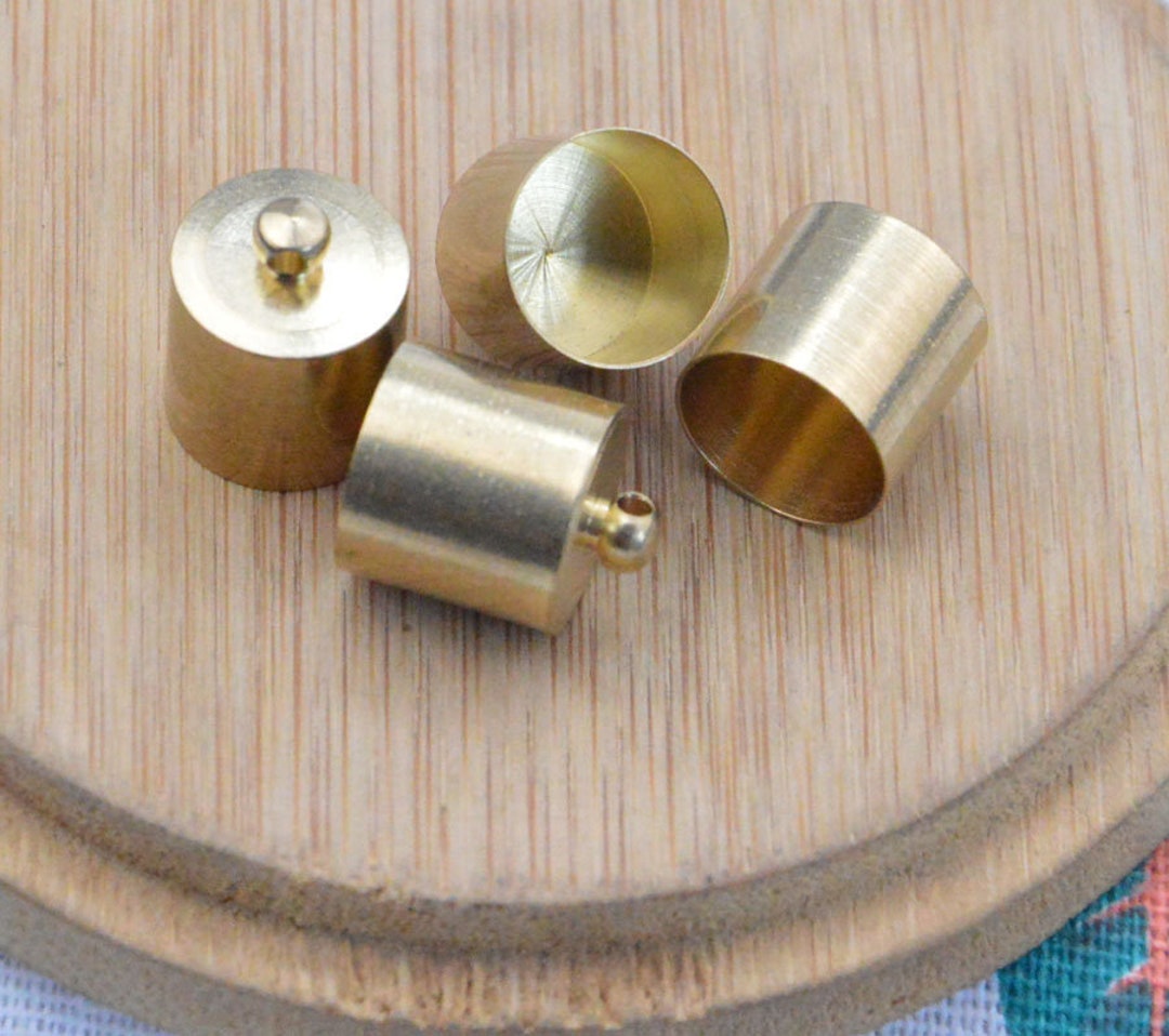 20 Pcs Raw Brass Caps, Tassel Caps, Cylinder Shaped Metal End Caps ...
