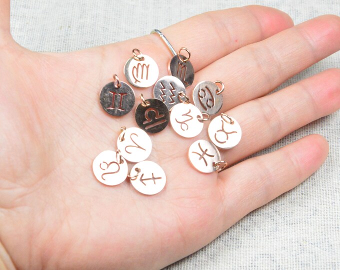 12mm Zodiac Signs Gold Round Zodiac Charms Stainless Steel - Etsy
