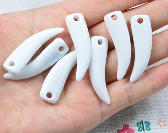 10 Pcs Ivory Plastic Sharp Animal Teeth Charm Pendant 14x57mm | Etsy