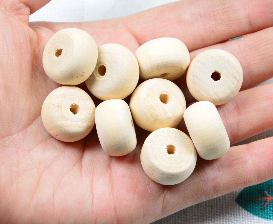 20 Pcs Wooden Abacus, Unfinished Curved Flat Round Wooden Beads 12x20mm ...