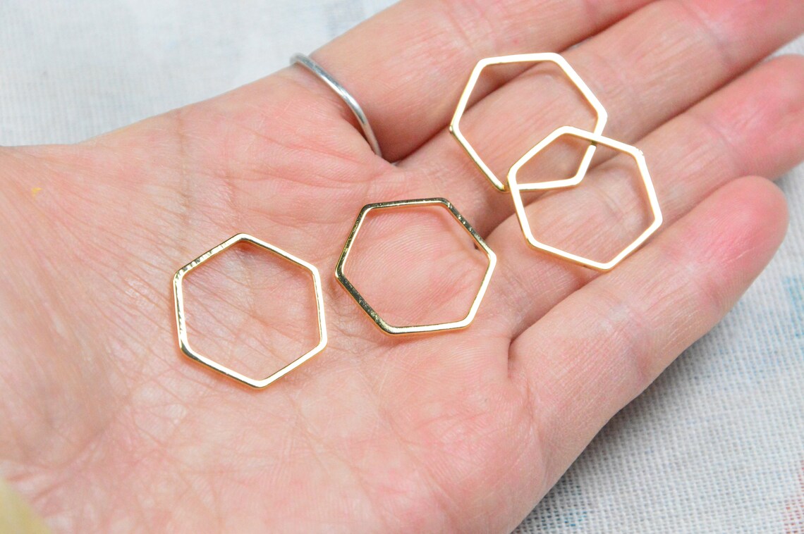 20mm 18K Gold Hexagons 18K Real Gold Plated Brass Hexagon - Etsy