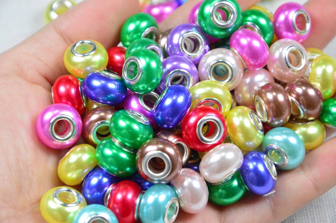 Large Hole European Beads, Big Hole Spacer Beads, Imitation Pearl Beads ...