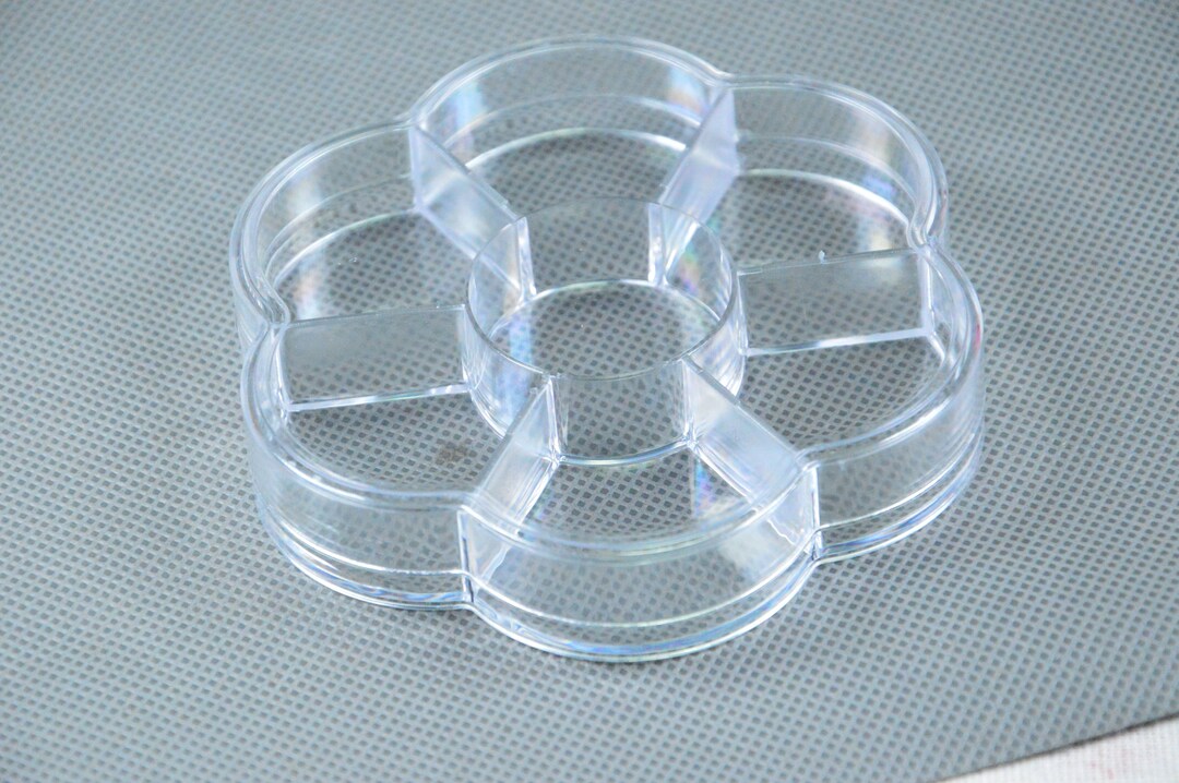 Transparent Plastic Box, Round Flower Box, Unmovable 7 Grids Plastic ...