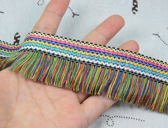 3.3ft/10ft Boho Cotton Fringe Trim Multicolor Brush Fringe - Etsy