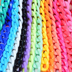 50 Pcs Assorted Color Plastic Chain Links, Open Twist Chain Jewelry ...