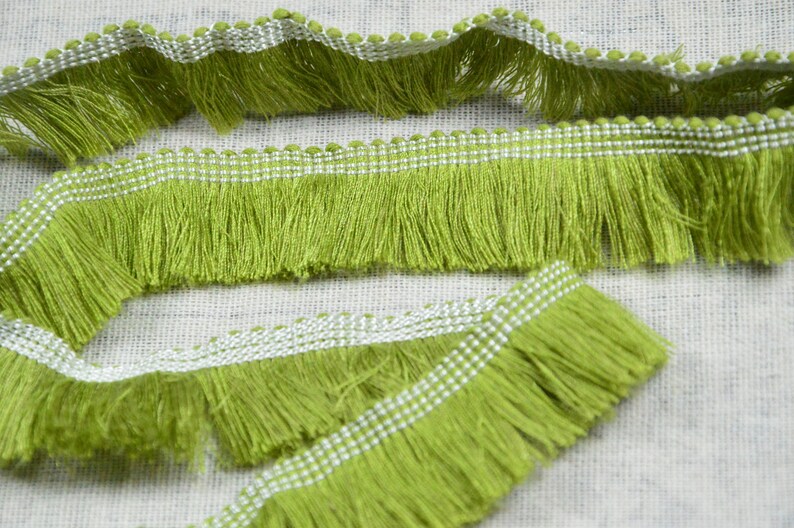 1'' Wide Cotton Fringe Trim by the Yard Olive Cotton - Etsy