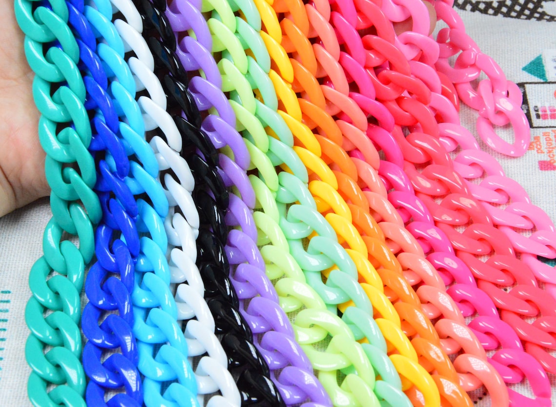 50 Pcs Assorted Color Plastic Chain Links Open Twist Chain - Etsy