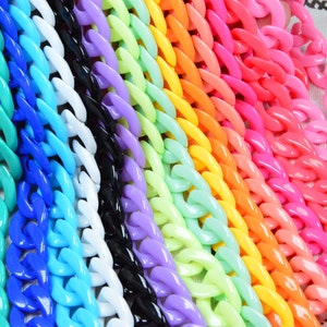 50 Pcs Assorted Color Plastic Chain Links, Open Twist Chain Jewelry ...