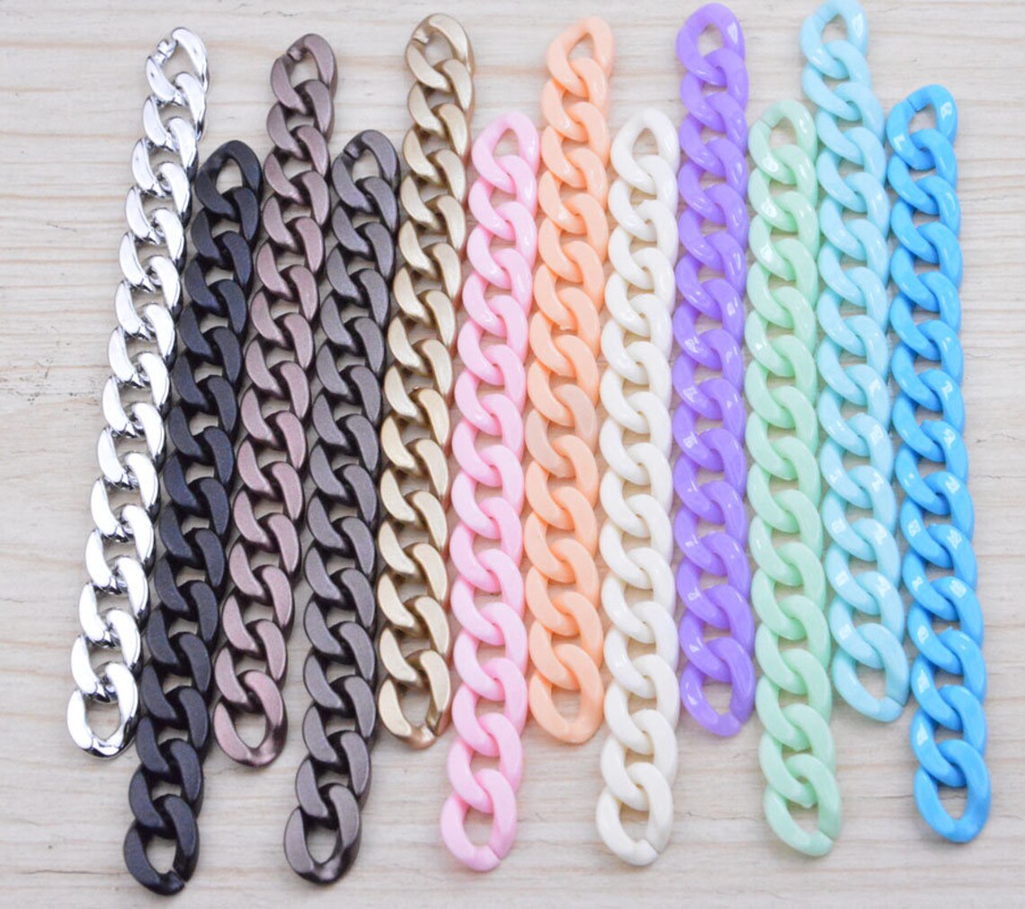50pcs Plastic Chain Links, Assorted Color Small Plastic Links, Jewelry ...