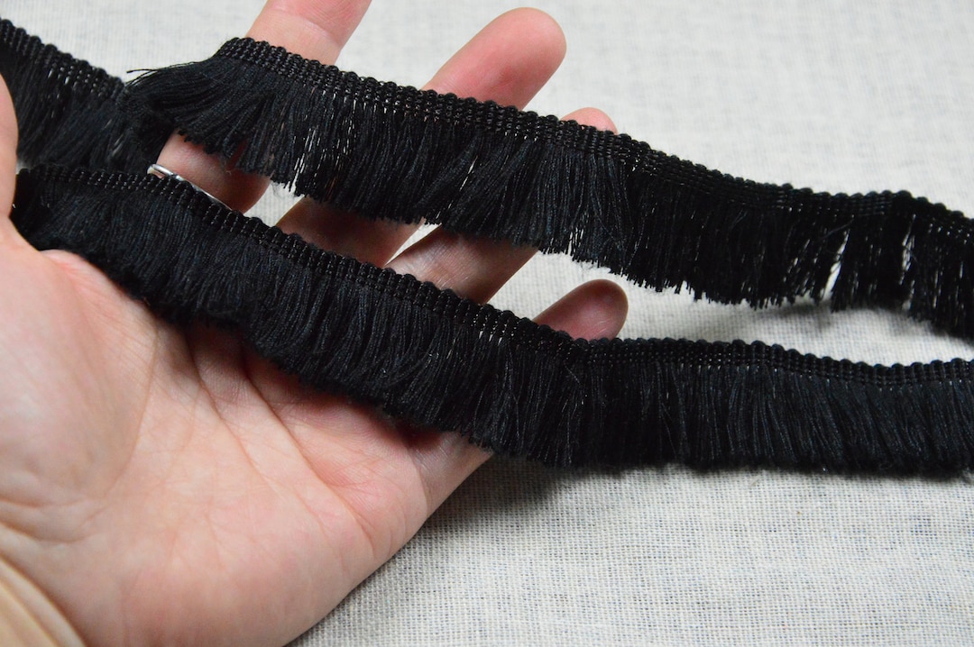 1'' Wide Black Fringe Trim, Brush Fringe Ribbon Sewing Trim, by the ...