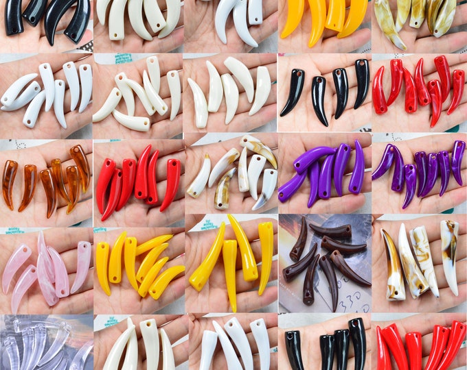 10 Pcs Ivory Plastic Sharp Animal Teeth Charm Pendant 14x57mm | Etsy