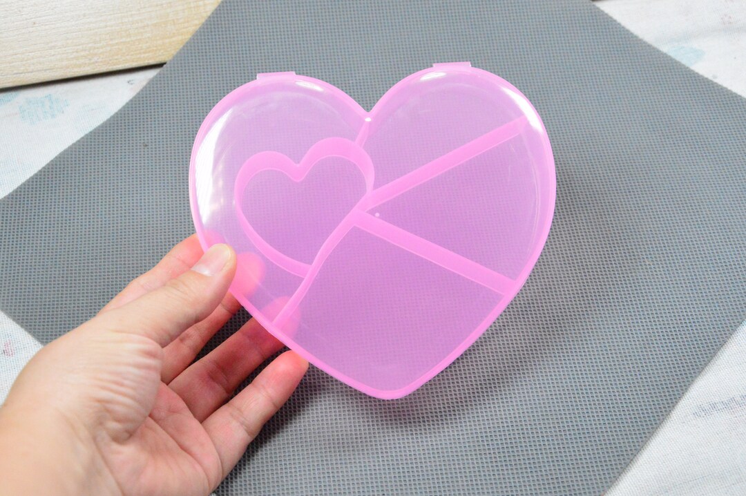Heart Plastic Box, Pink Heart Box With Unmovable 5 Grids, Heart Shape ...