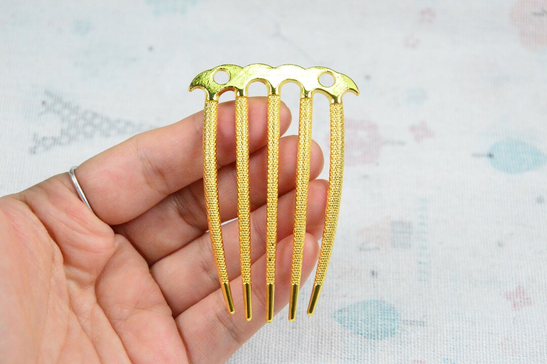 Gold Metal Hair Combs, Filigree 5teeth Combs, 5teeth Hair Forks Hair ...
