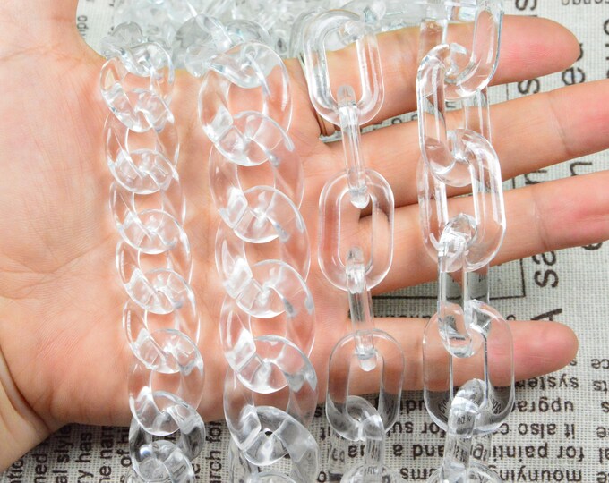 Assorted Color Transparent Oval Link Plastic Chain Open Link | Etsy