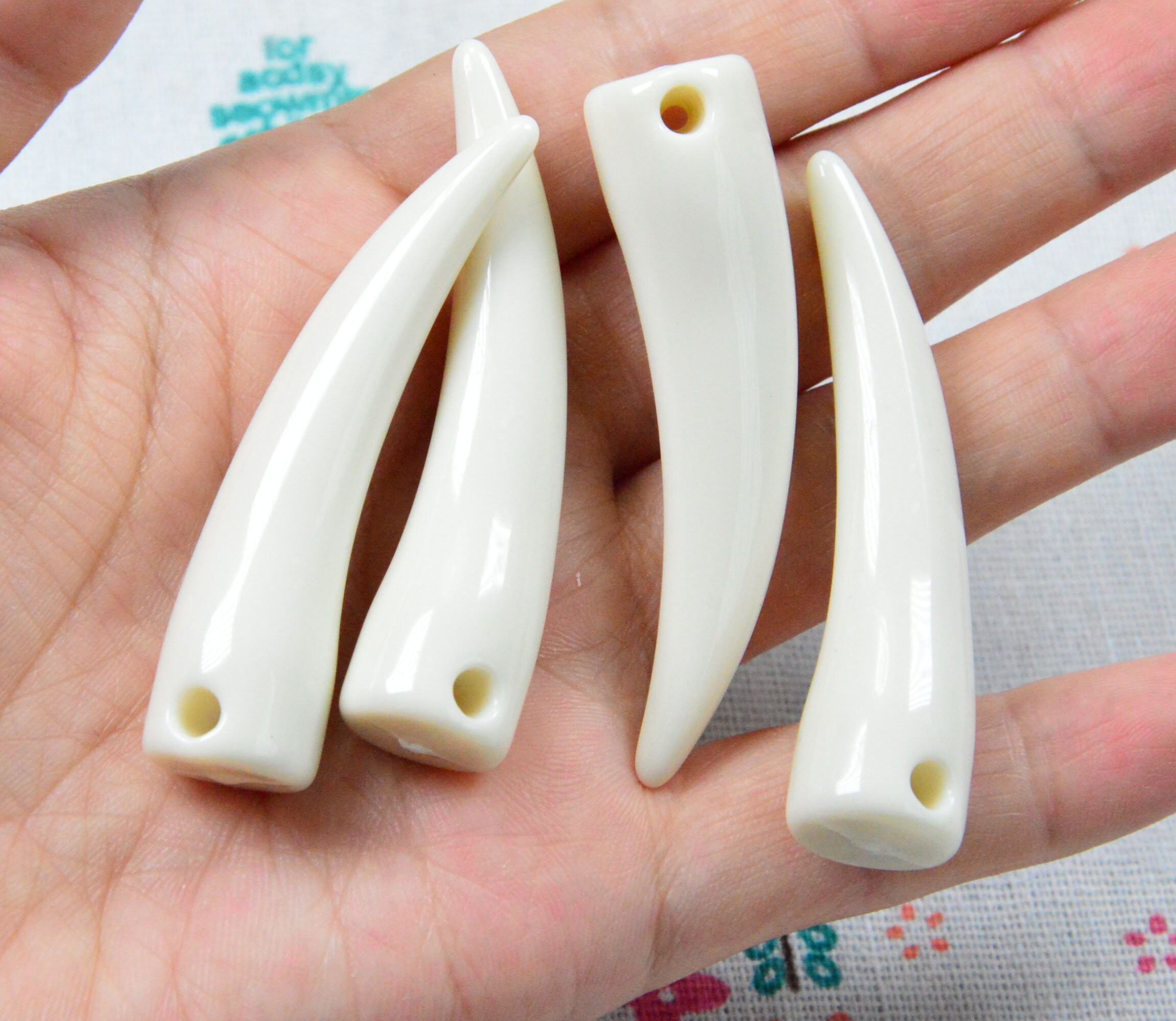 10 Pcs Ivory Plastic Sharp Animal Teeth Charm Pendant 14x57mm - Etsy