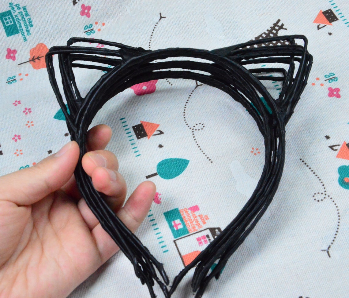 10 Pcs Cat Ears Headbands Black Satin Wrapped Metal Cat Ears - Etsy