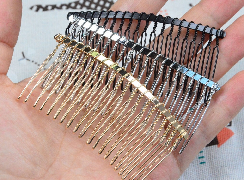 20 pcs silver/gold/black metal combs jewelry hair combs | Etsy