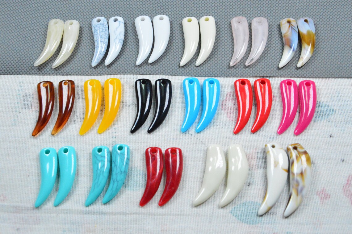 20PCS X 17 Colors Plastic Animal Teeth Pendant Sharp Plastic - Etsy