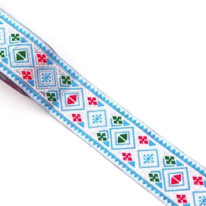 3.3cm Width Geometric Jacquard Ribbon, Ethnic Floral Embroidered Fabric ...