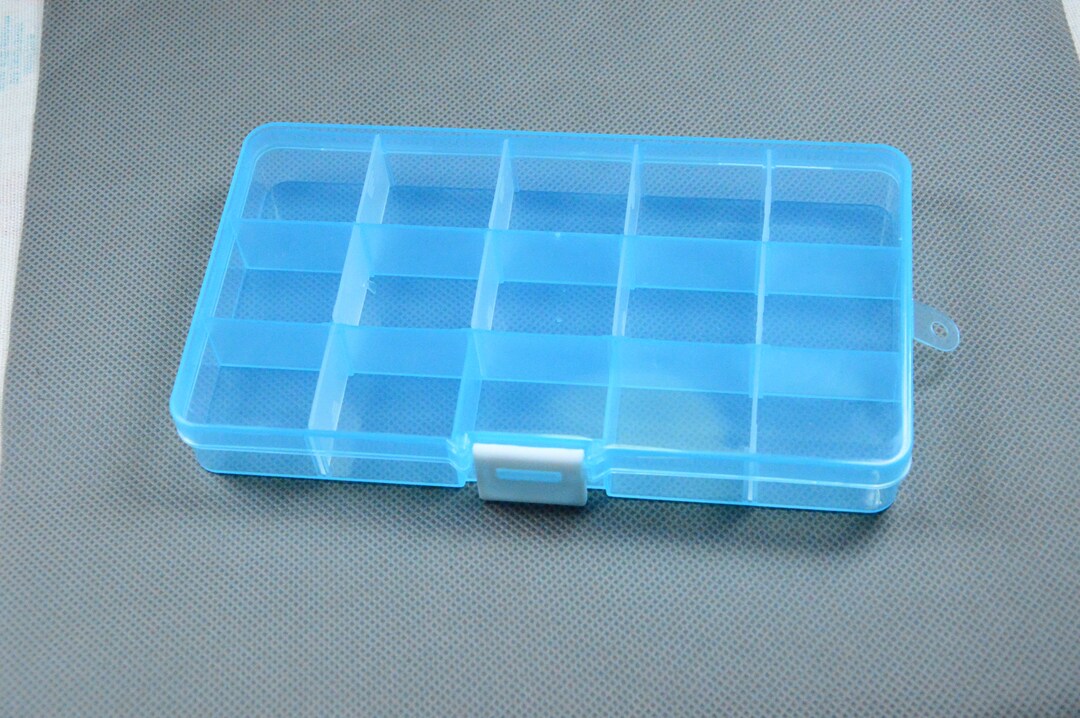 Blue Transparent Plastic Box, Rectangular Box With Removable Dividers ...