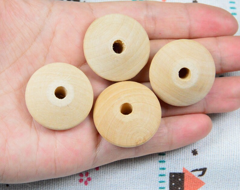 20 wooden beads unfinished woood abacus convex round wood | Etsy