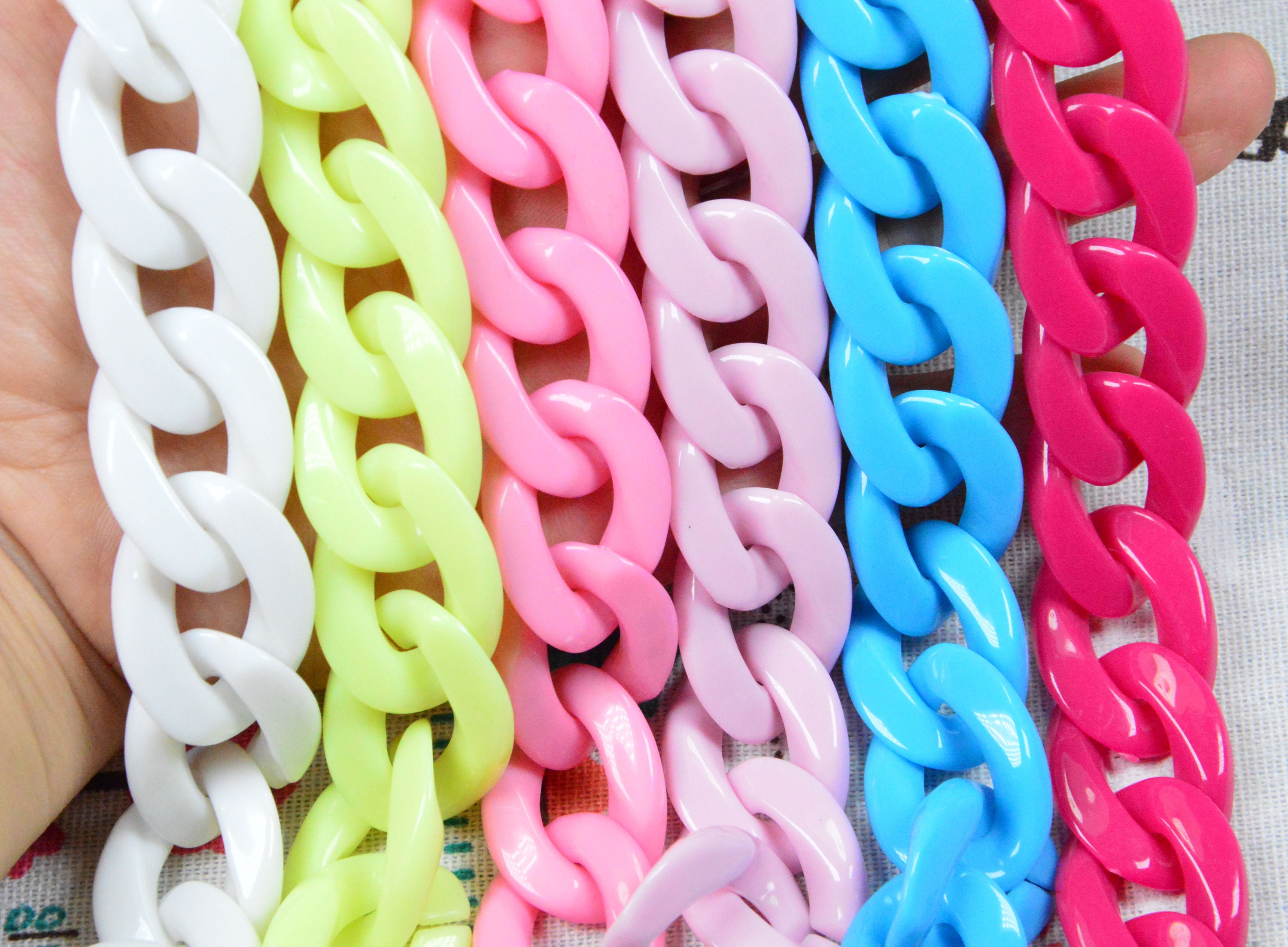 50 Jewelry Plastic Chain Links Assorted Color Chunky Twist - Etsy