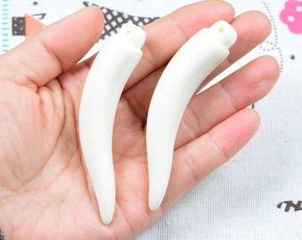 10 Pcs Ivory Plastic Sharp Animal Teeth Charm Pendant 14x57mm | Etsy