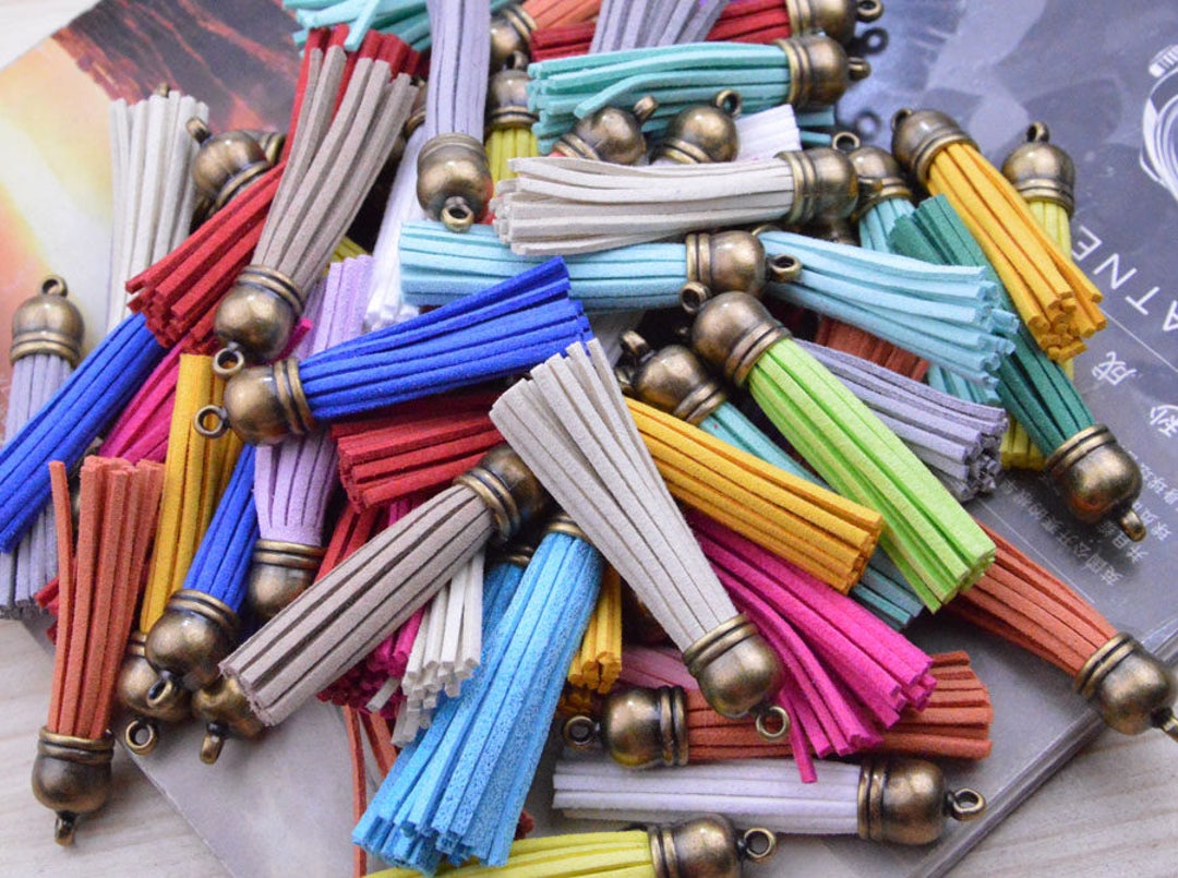 50pcs Assorted Color Tassels, 2.25’’ Faux Suede Leather Tassel With ...