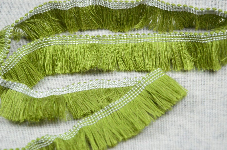 1'' Wide Cotton Fringe Trim by the Yard Olive Cotton - Etsy