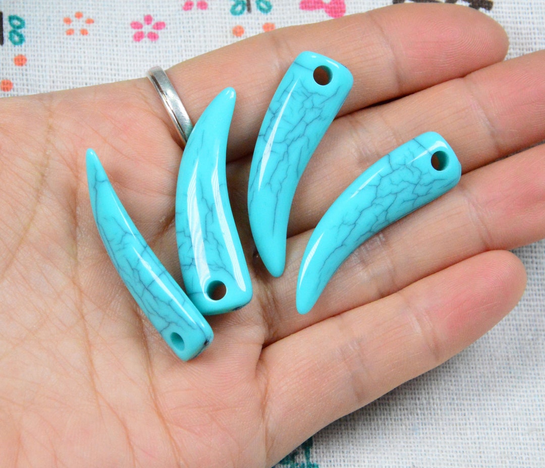 20pcs Marbled Blue Curved Sharp Plastic Animal Teeth, Plastic Fang Tusk ...
