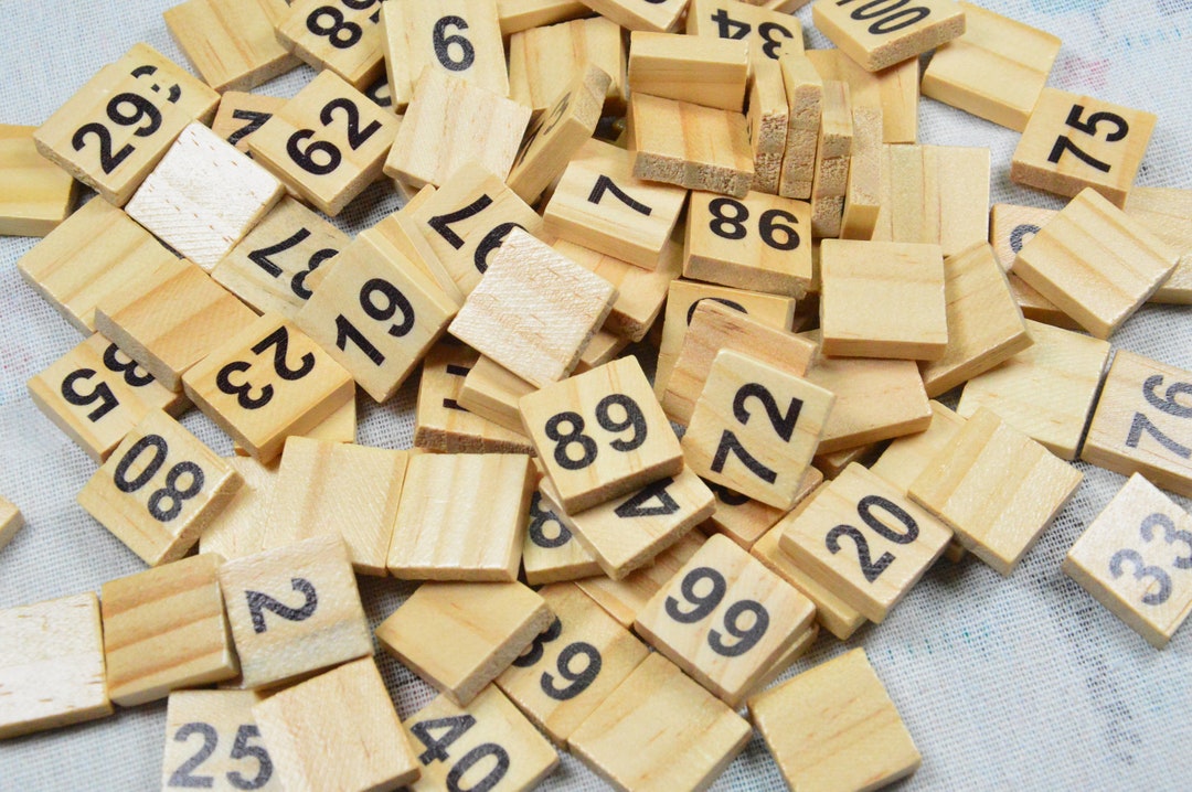 1-100 BULK 100 Number Wood Charms, Square Pine Wood Pieces, Arabic ...