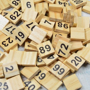 1-100 BULK 100 Number Wood Charms, Square Pine Wood Pieces, Arabic ...
