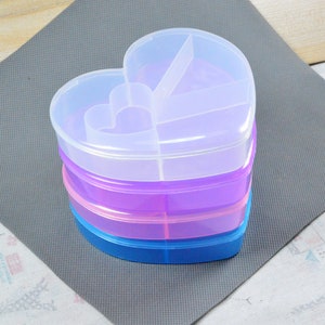 Large Heart Plastic Box With Unmovable 5 Grids, Clear/pink/blue/purple ...