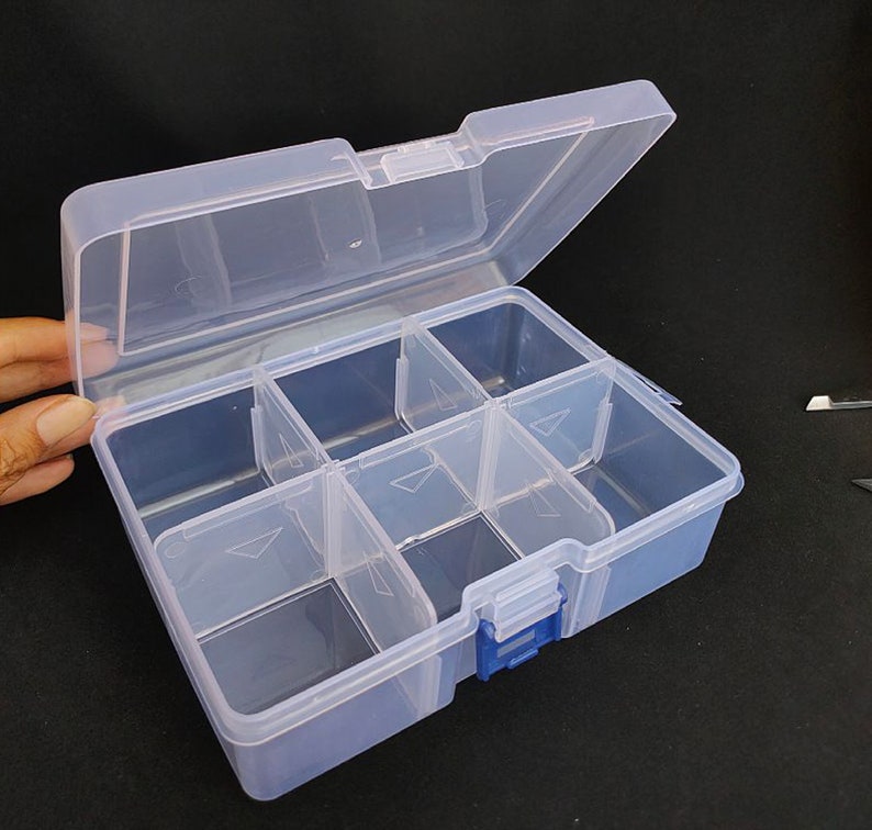 Large Clear Plastic Box, Rectangular Transparent Box With Removable 6 ...