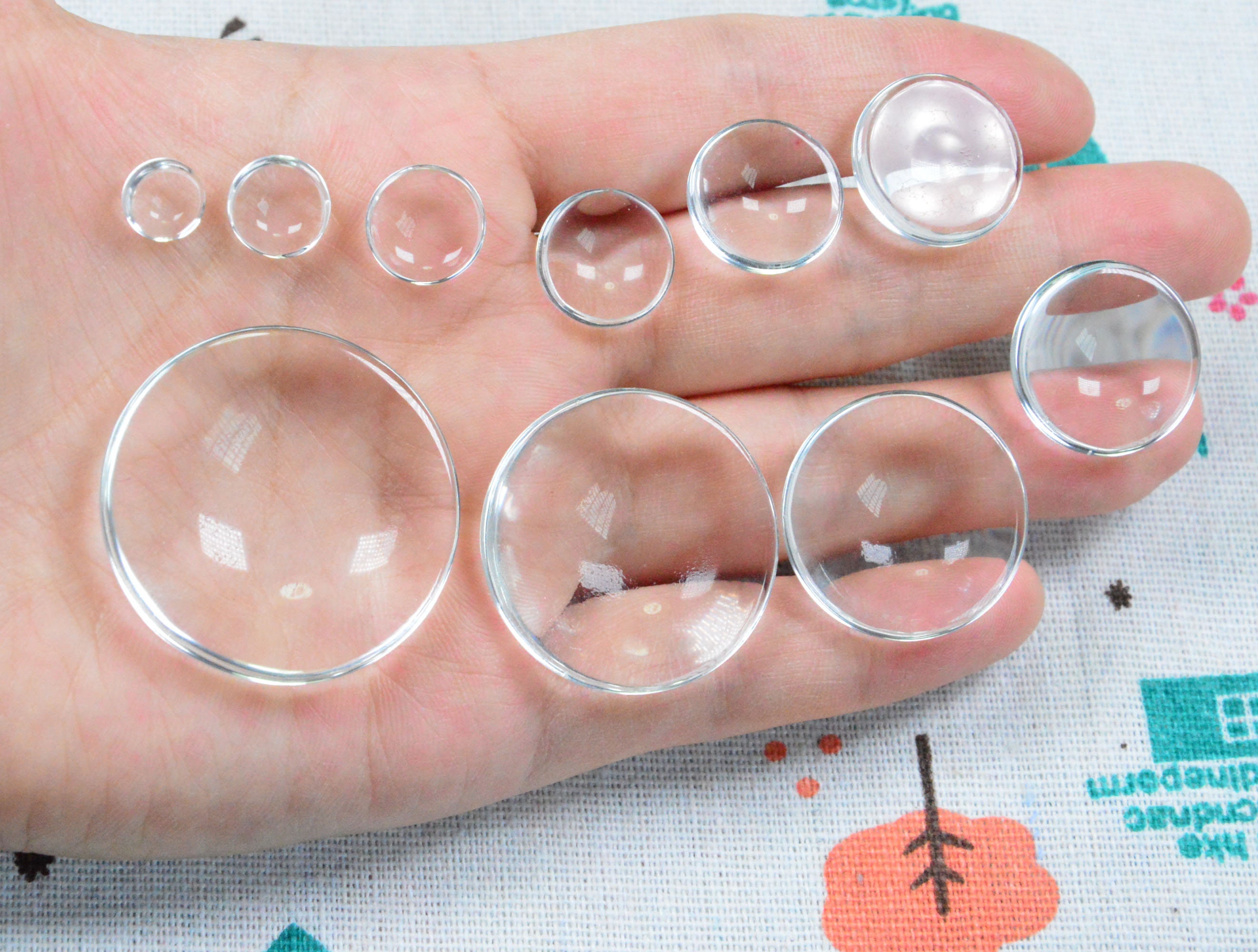 50 Pcs Round Clear Glass Cabochons, Transparent Domed Glass Covers ...