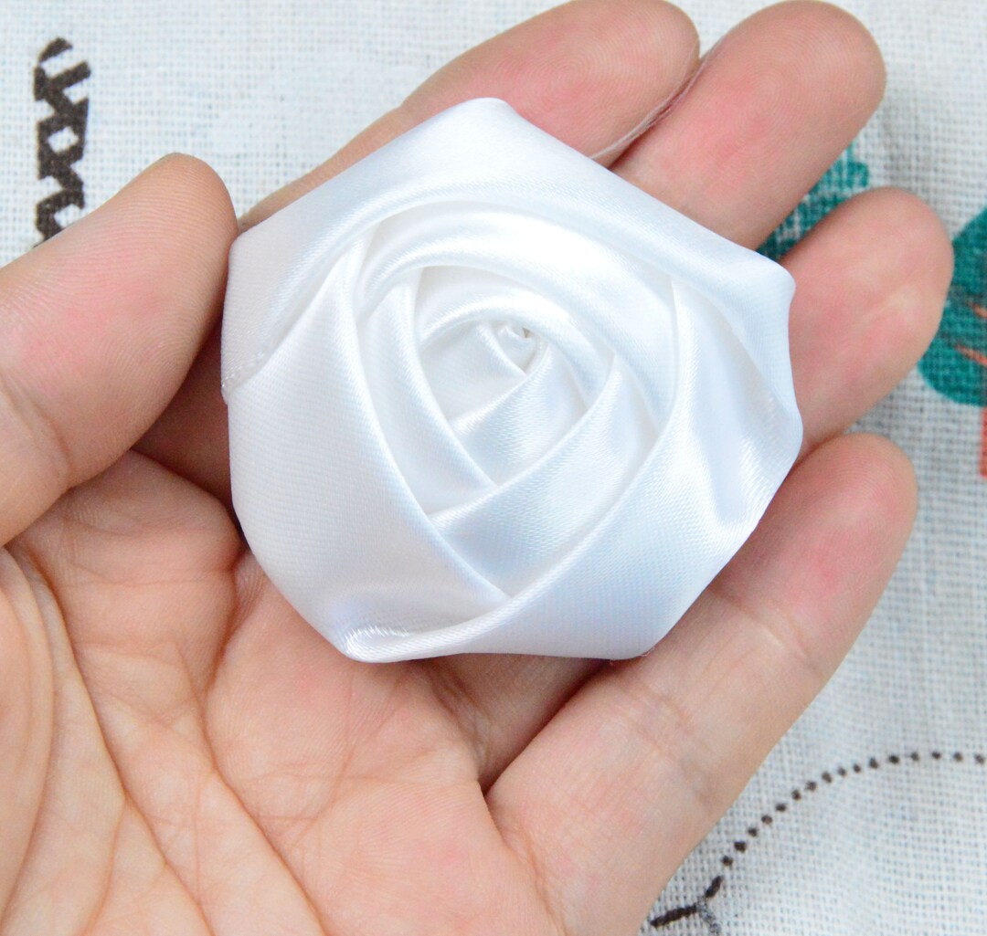 20pcs X 45mm White Satin Roses, Handmade Satin Flowers, Jewelry Flowers ...
