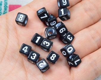 100pcs Acrylic Number Pendants,number Beads, Mixed Color Numbers on ...